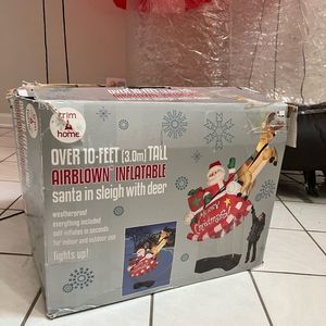 Gemmy | Holiday | Vintage Airblown Flying Santa Reindeer Christmas ...